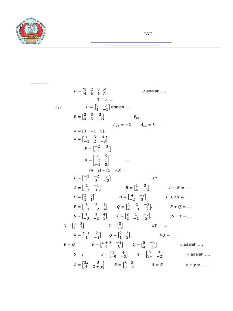 Latihan Soal MTK - Xi - Sarah - Soal Pas Genap 2024-2025 | PDF