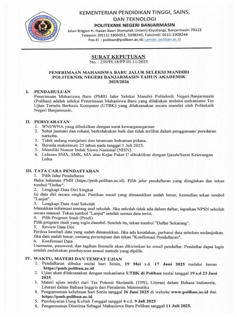 SK Jalur Mandiri 239 | PDF