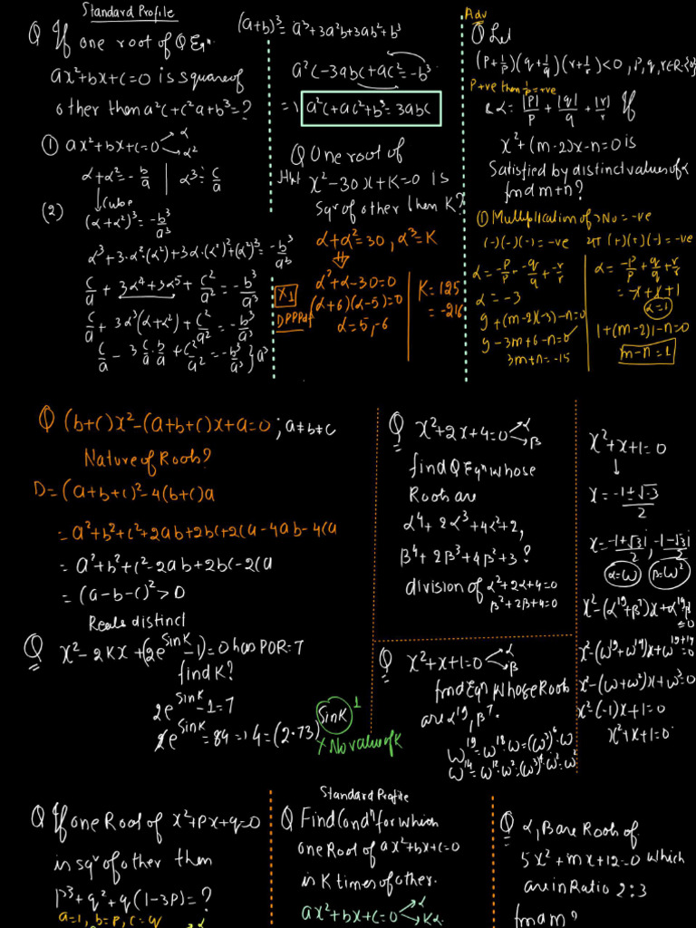 Quadratic Equation - L-05 (Class Notes) - Conduction On Coefficient ...