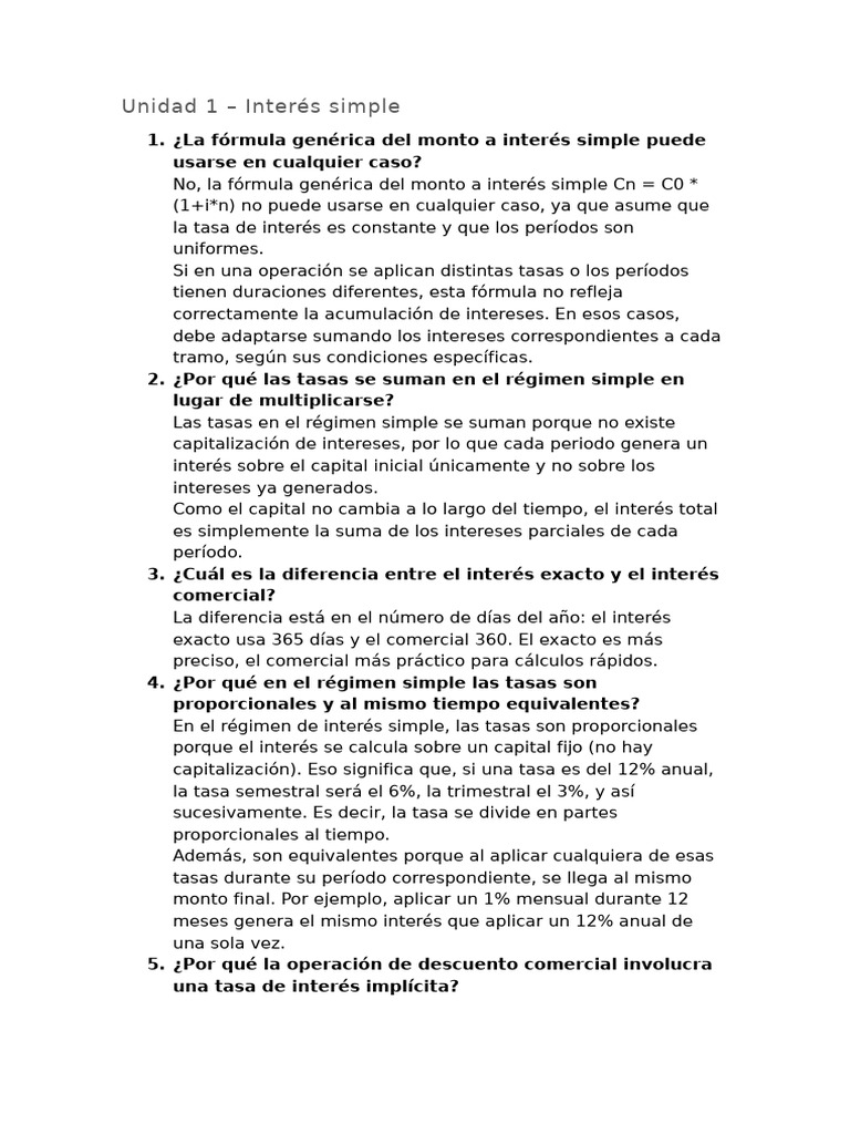 Interés Simple: Fórmulas y Conceptos Clave | PDF | Interés | Inflación
