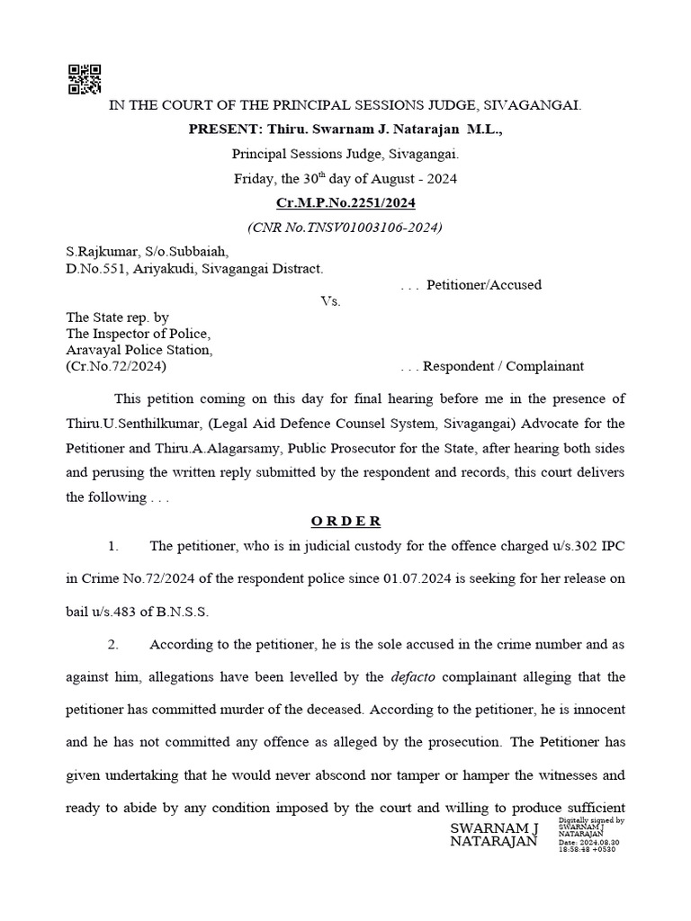 Rajkumar Bail Order | PDF | Bail | Prosecutor