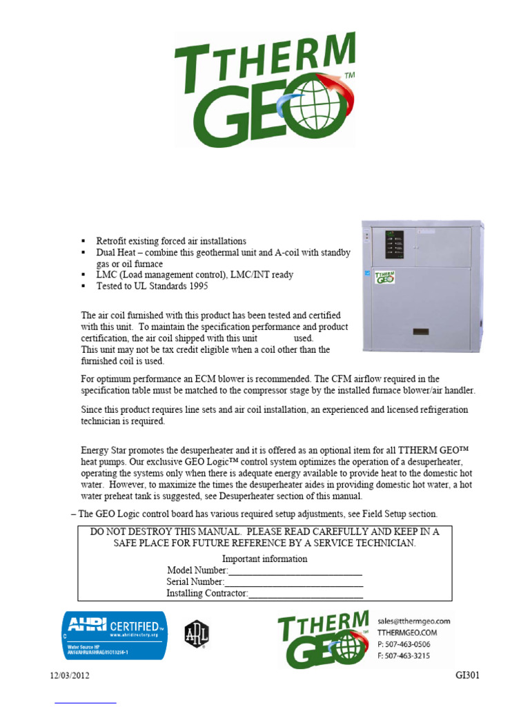 Two-Stage Split Geothermal Heat Pump: Installation & Operating ...