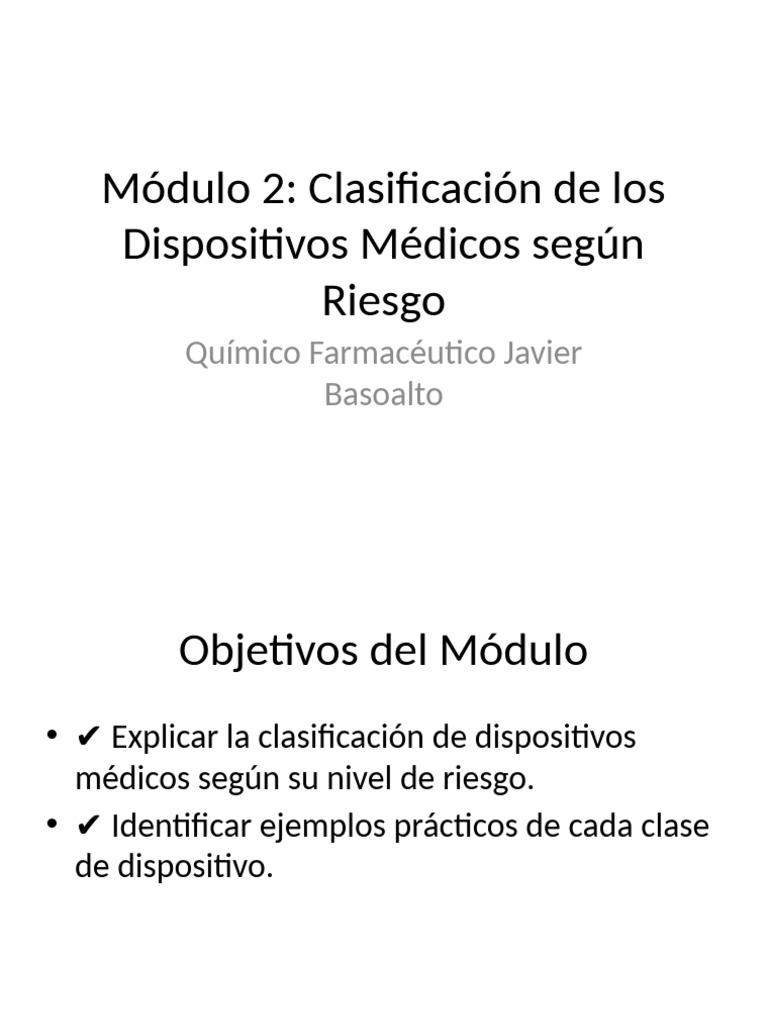 Modulo2 Clasificacion Riesgo Dispositivos | PDF
