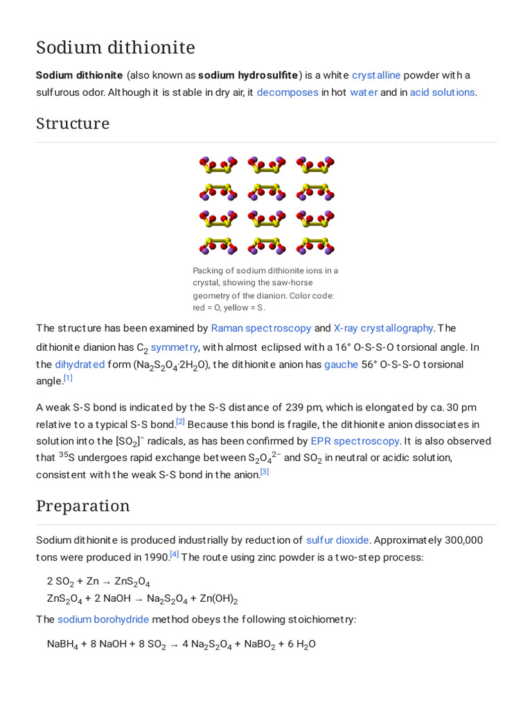 Sodium Dithionite Properties and Uses | PDF | Chemical Compounds ...