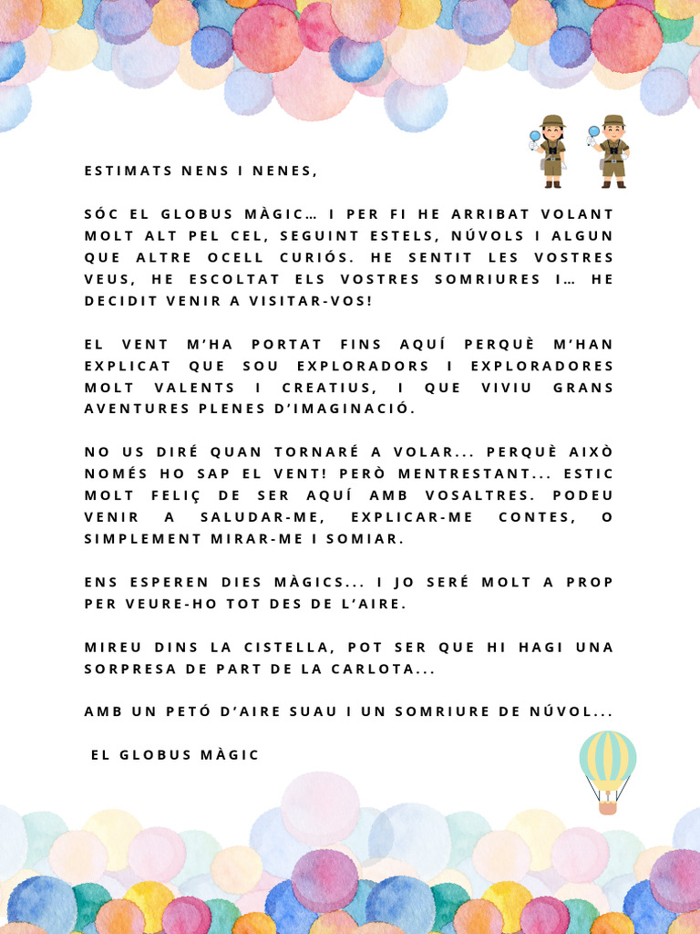 Carta Benvinguda Globus | PDF