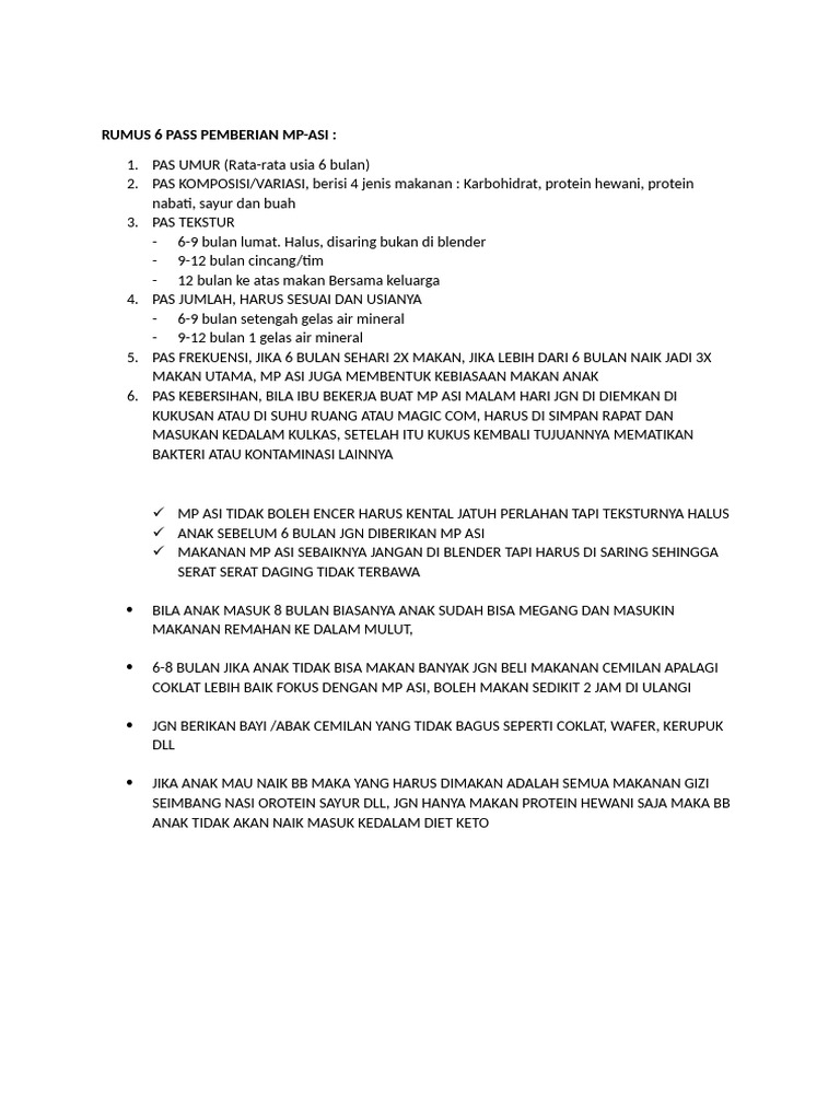 Panduan MP-ASI: 6 Rumus Penting | PDF