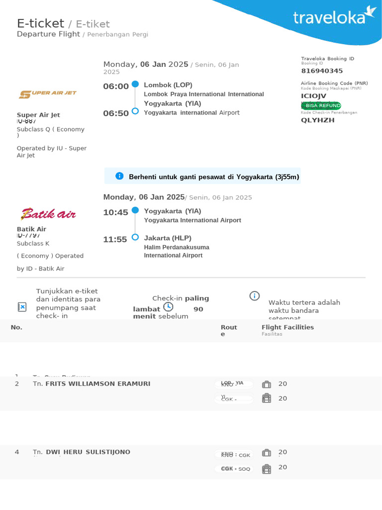 Contoh Boarding Tiket Pesawat | PDF
