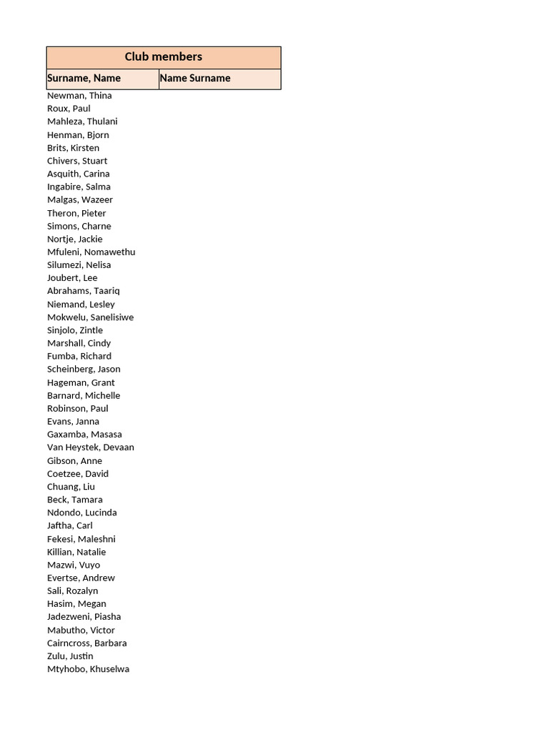 Club Member List and Names | PDF