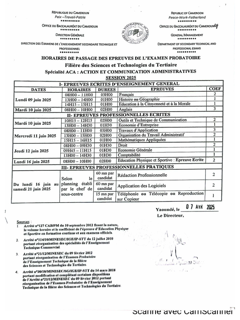 Horaires Probatoire STT | PDF