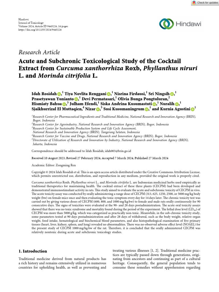 Acute and Subchronic Toxicological Study of The Cocktail | PDF ...