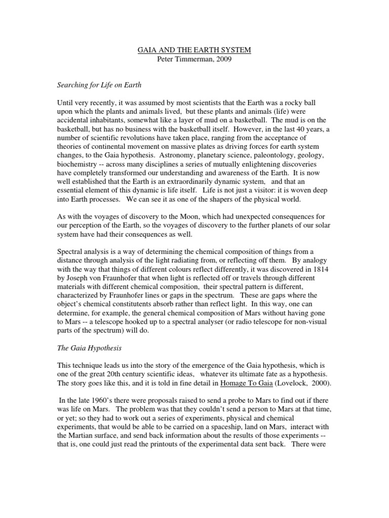 Gaia and The Earth System | PDF | Gaia Hypothesis | Atmosphere Of Earth