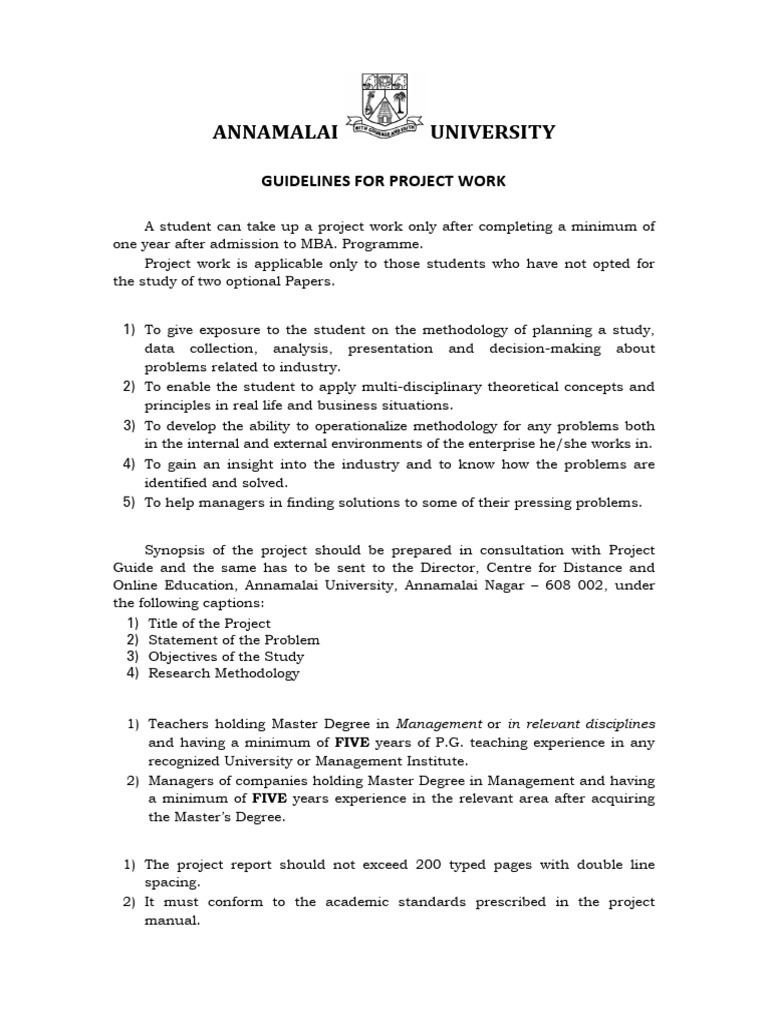 MBA - Project Guidelines & Proposal 2025 | PDF | Master Of Business Administration | Methodology