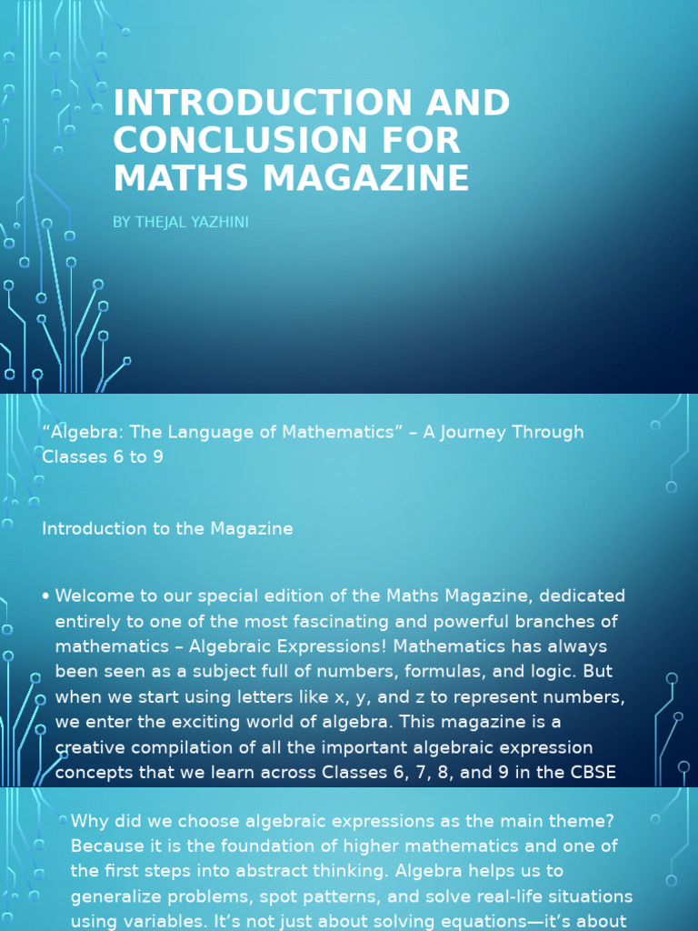 Maths Magazine Presentation | PDF | Algebra | Mathematics