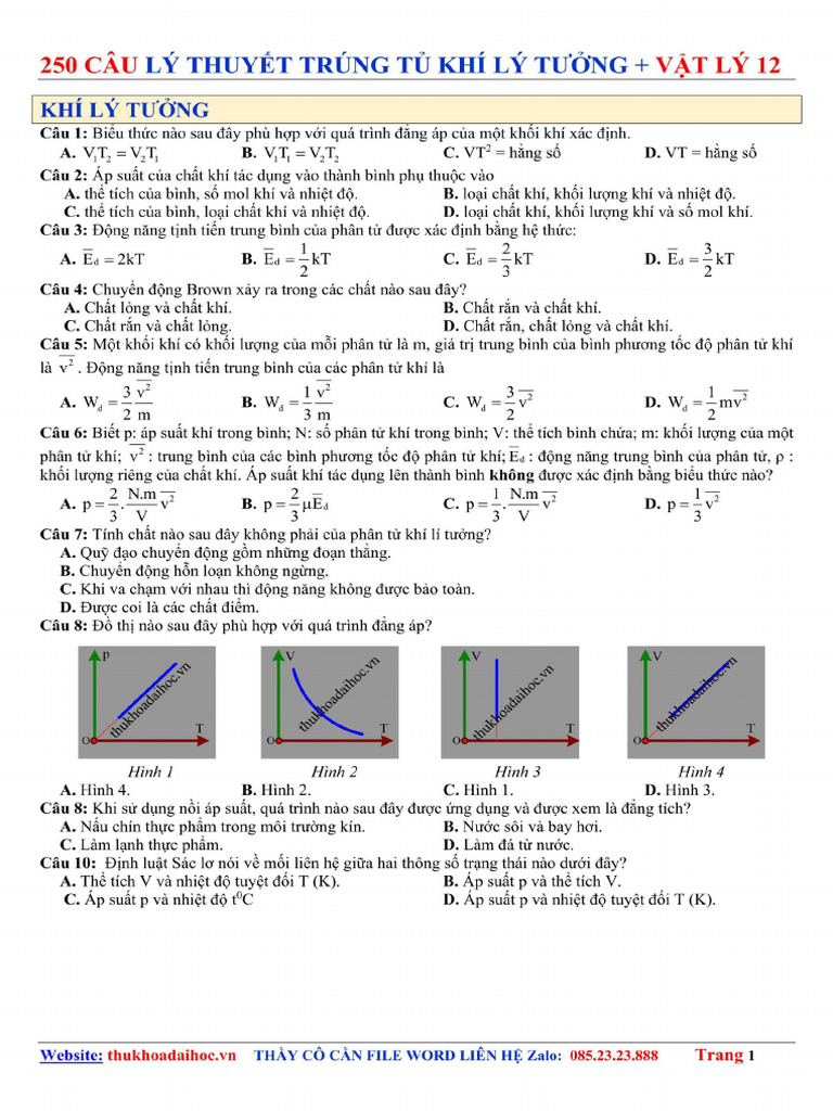 1 Ly Thuyet Khi Ly Tuong Phan 1 | PDF