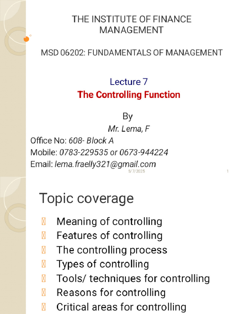 Topic 7 - Controlling - Phoenix | PDF