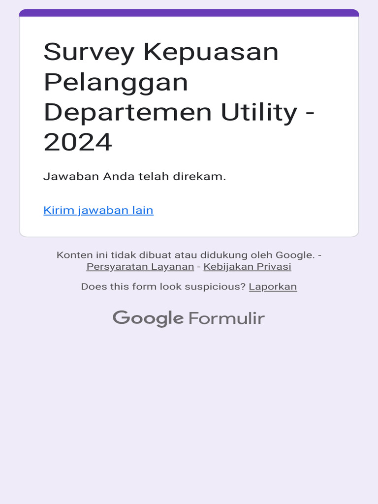 Survey Kepuasan Pelanggan Departemen Utility - 2024 | PDF