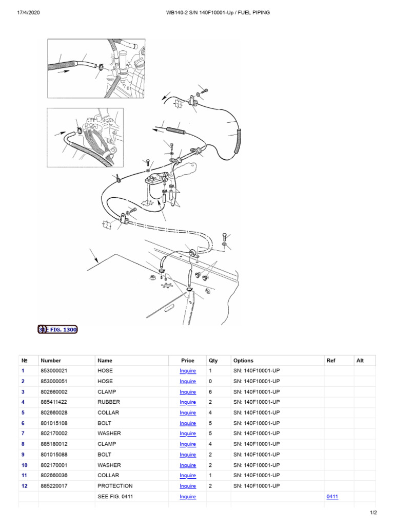 Wb140-2 S - N 140f10001-Up - Fuel Piping | PDF