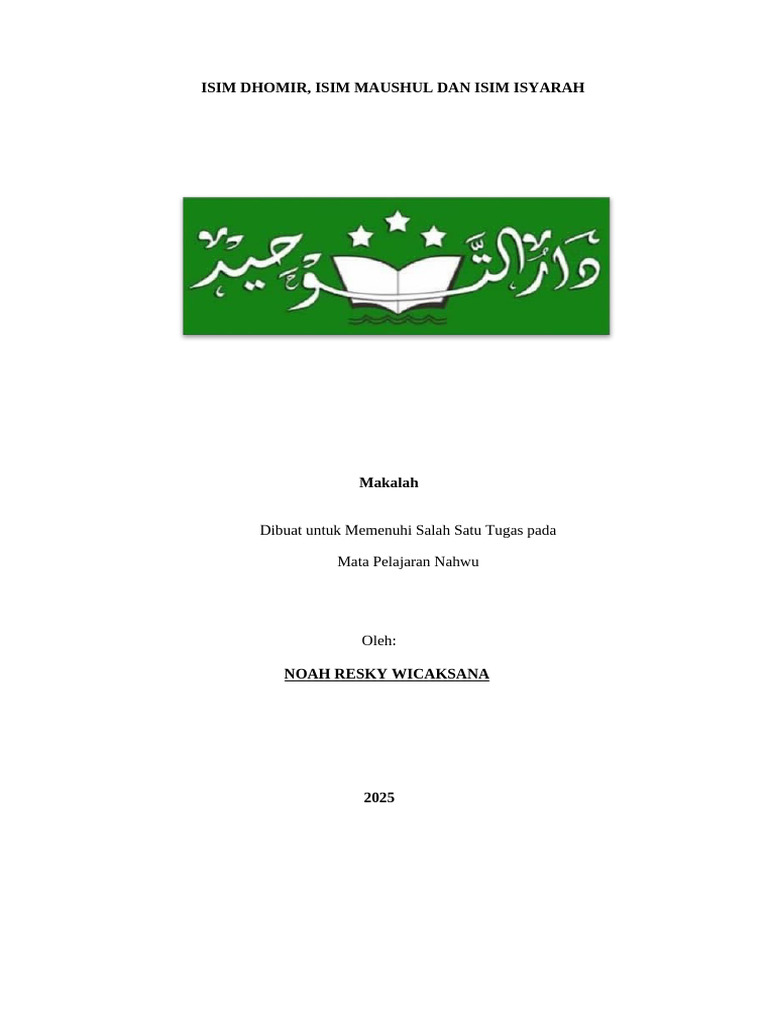Isim Dhomir Isim Maushul Dan Isim Isyarah1 | PDF