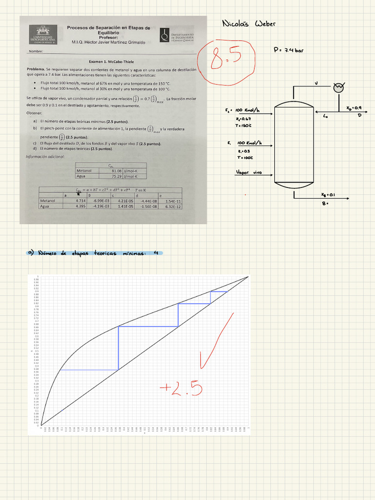 Examen 1 Procesos de Separación en Eq Nicolas | PDF