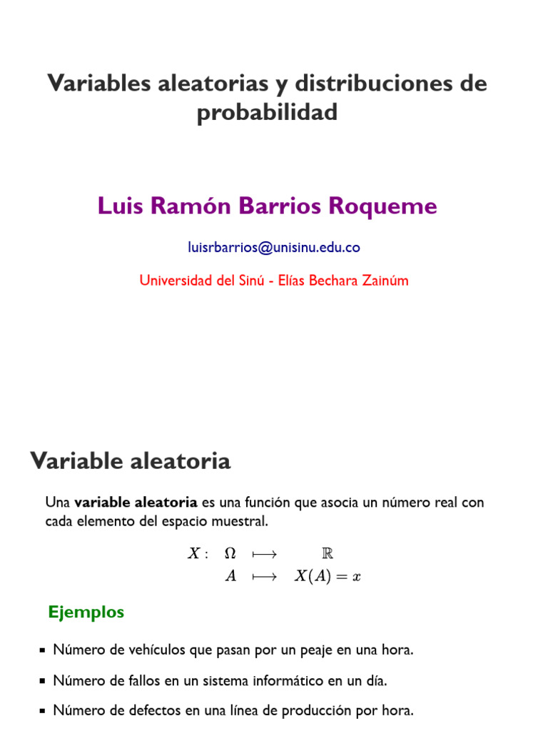 Variables Aleatorias y Distribuciones de Probabilidad | PDF | Variable aleatoria | Probabilidad
