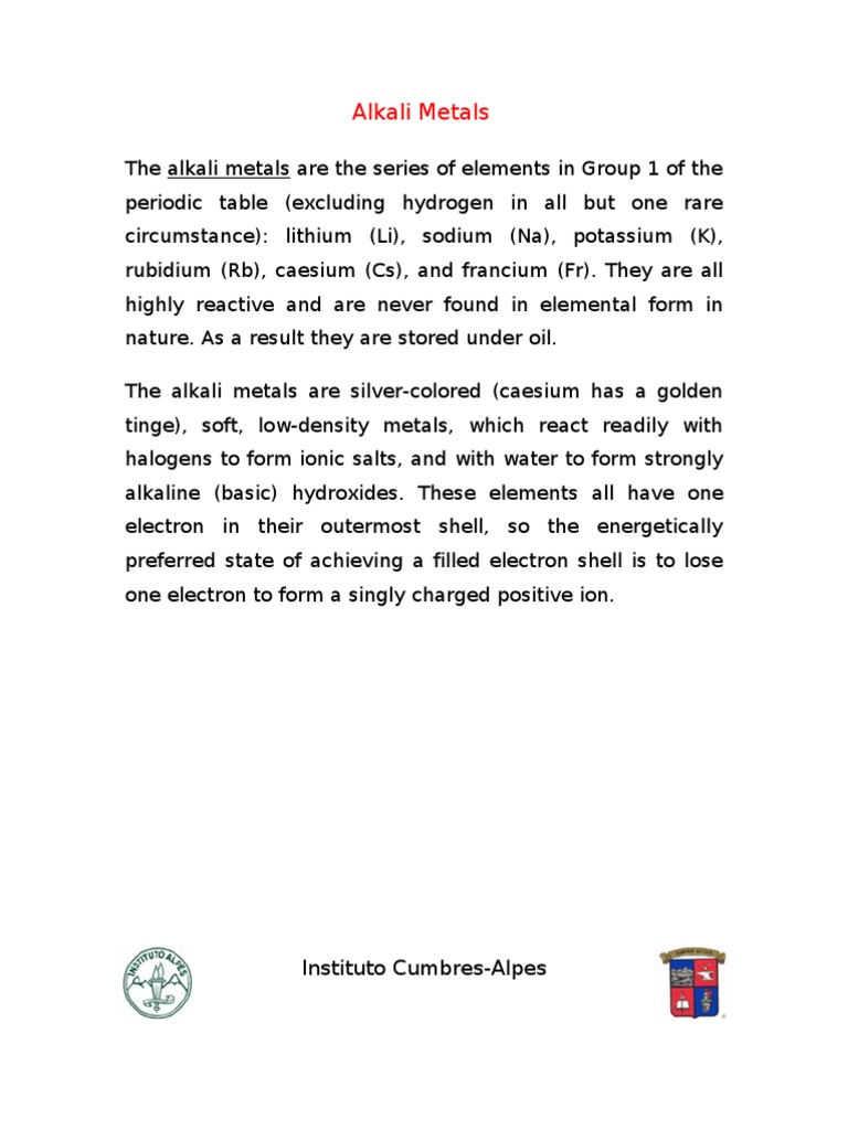 Overview of Alkali Metals Properties | PDF