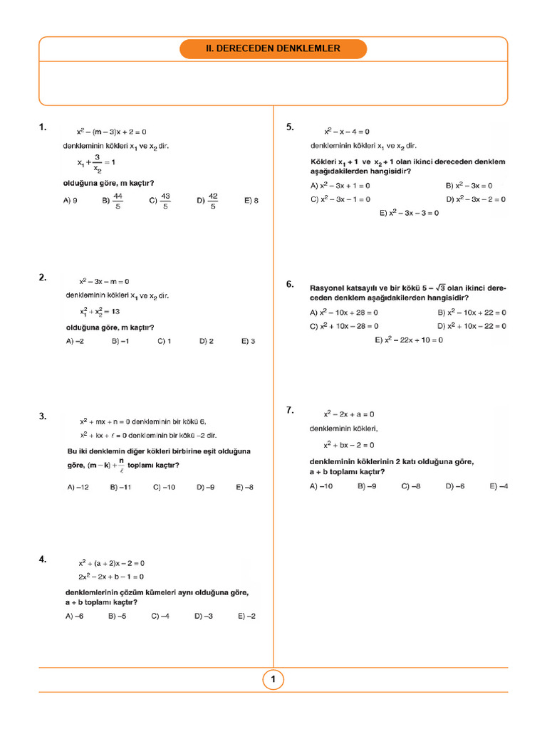Dereceden Denklemler - 2 | PDF