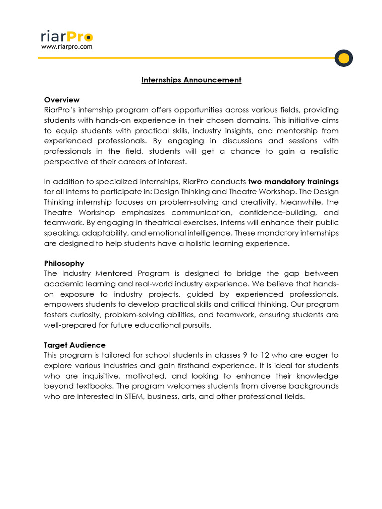 Internships, 2025 Extension | PDF | Data | Mentorship