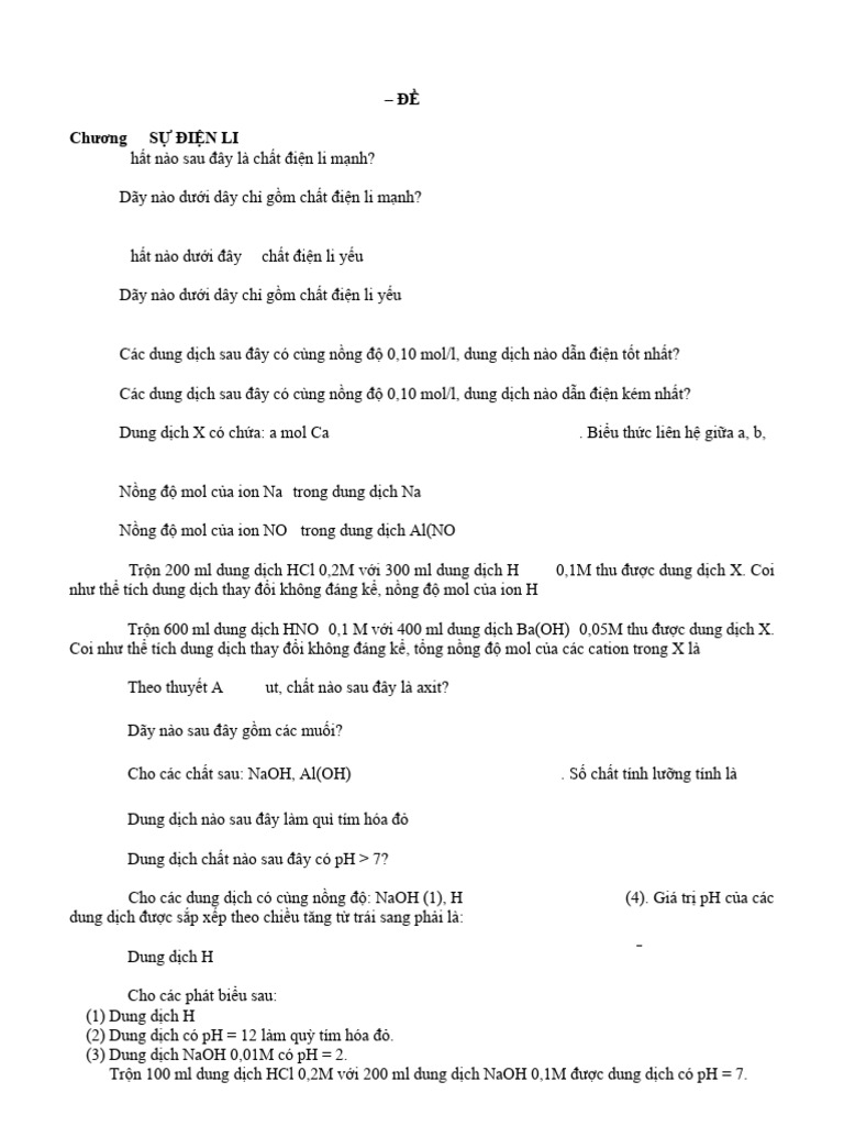 Hóa-11-Đề-ôn-thi-HK1 | PDF