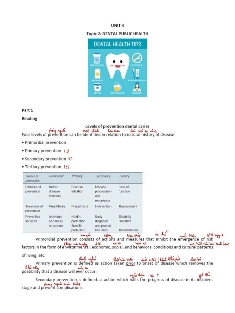 Unit 3 Topic 2 Levels of Prevention Dental Caries 1 | PDF | Foods