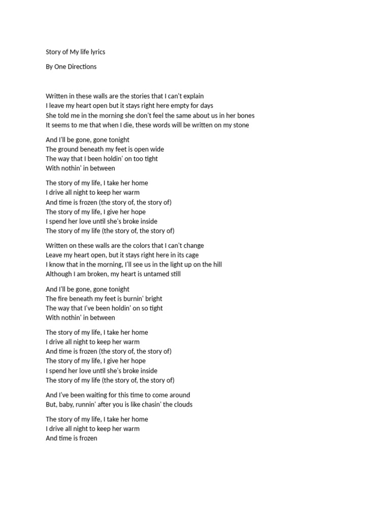 Story of My Life Lyrics Analysis | PDF