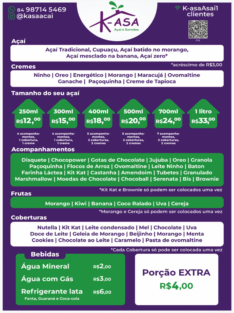Cardápio Kasa 2024 | PDF
