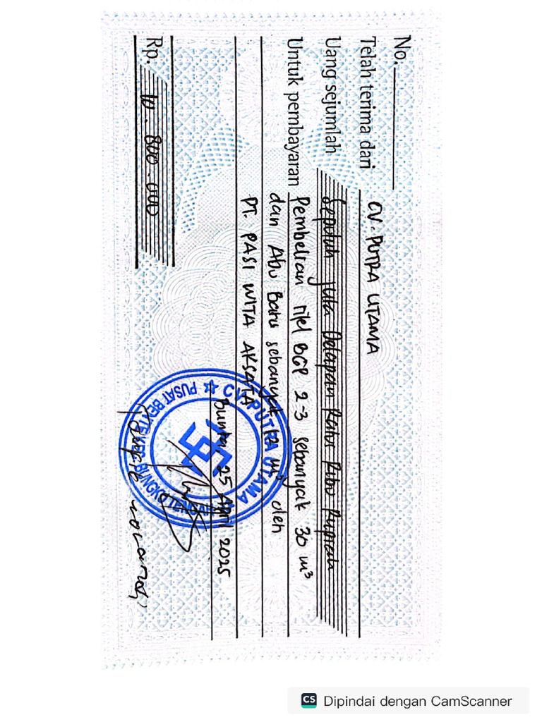 Kwitansi Pembayaran Cipping PT.pwa | PDF