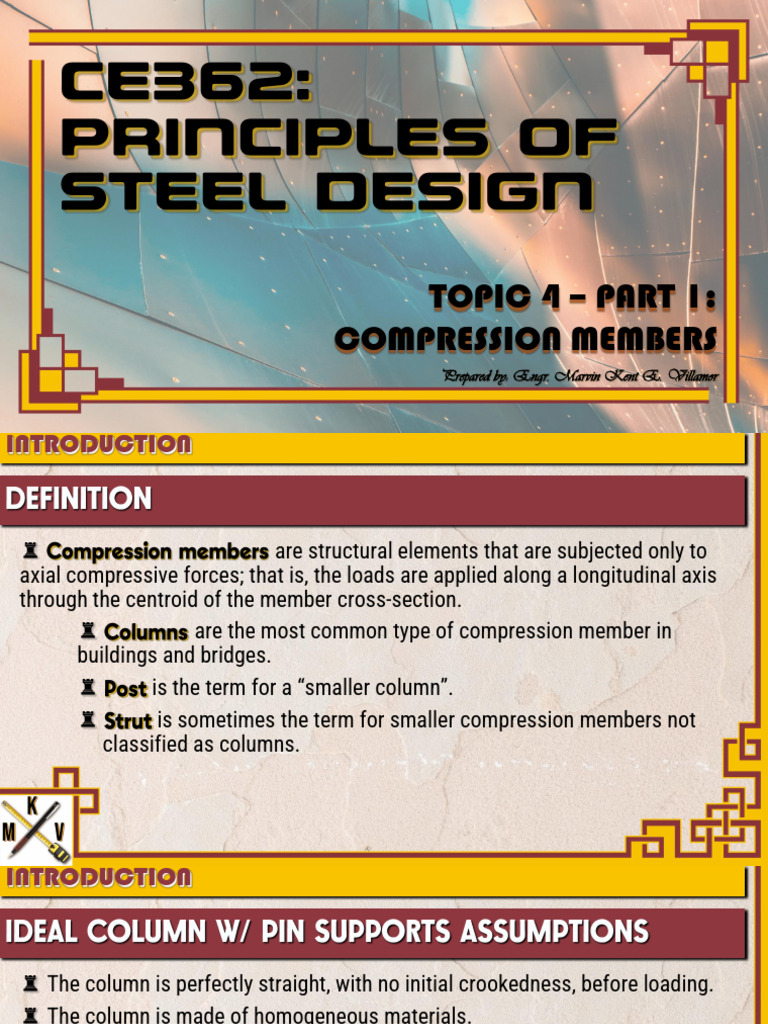 Topic 4 Part 1 - Compression Members | PDF | Buckling | Column