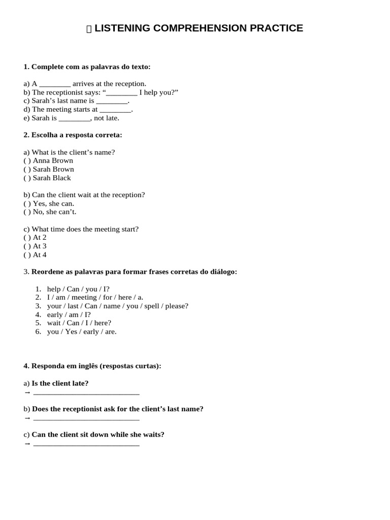 Listening Comprehension Practice - 1 | PDF