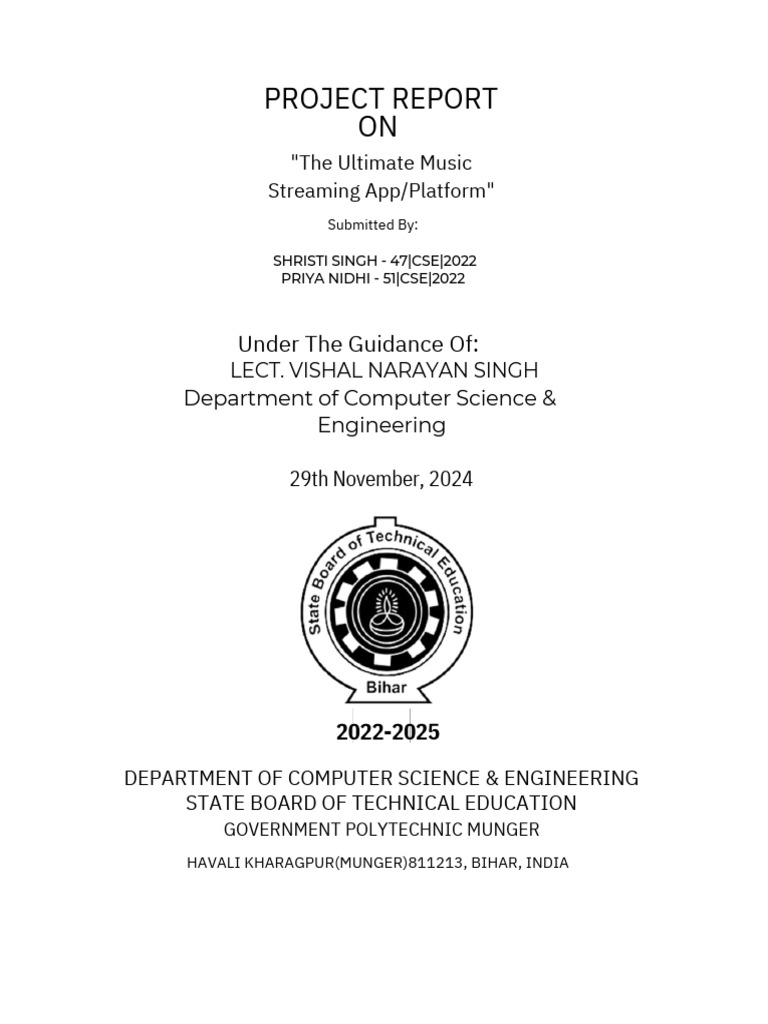 Project Report Front Page PDF | PDF