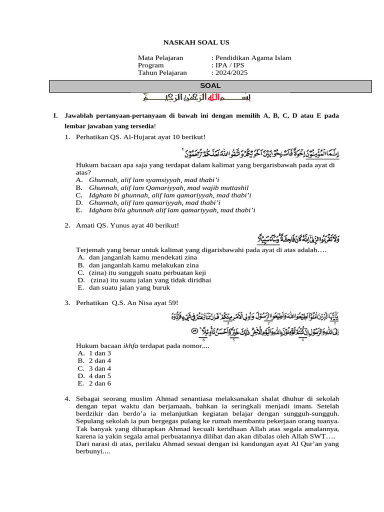 NASKAH SOAL Psaj | PDF