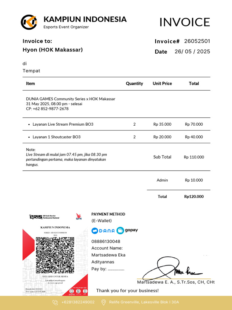 Invoice Hok - 20250526 - 192216 - 0000 | PDF