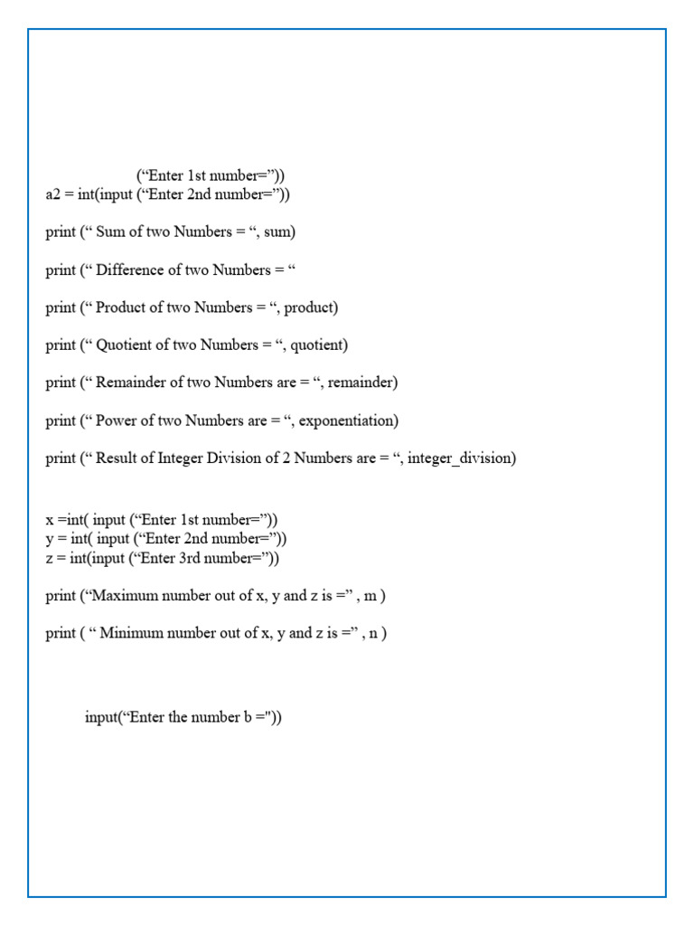 Class X- Practicals of AI | PDF | Integer (Computer Science) | Division (Mathematics)