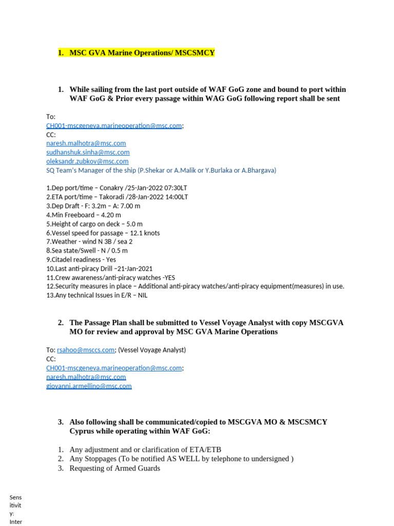 WAF GoG Marine Operations Reporting Guide | PDF | Watercraft | Shipping