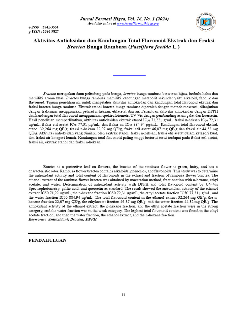 Aktivitas Antioksidan Bractea Rambusa | PDF