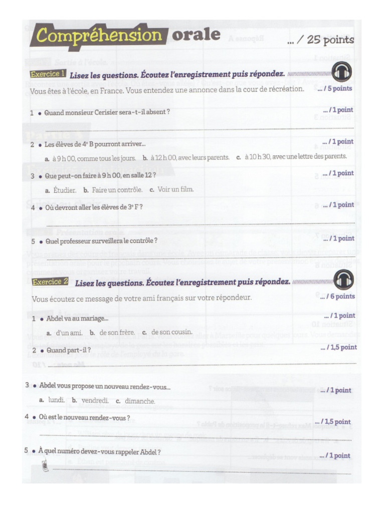 ABC Delf A2 Épreuve de Compréhension Orale 1 | PDF