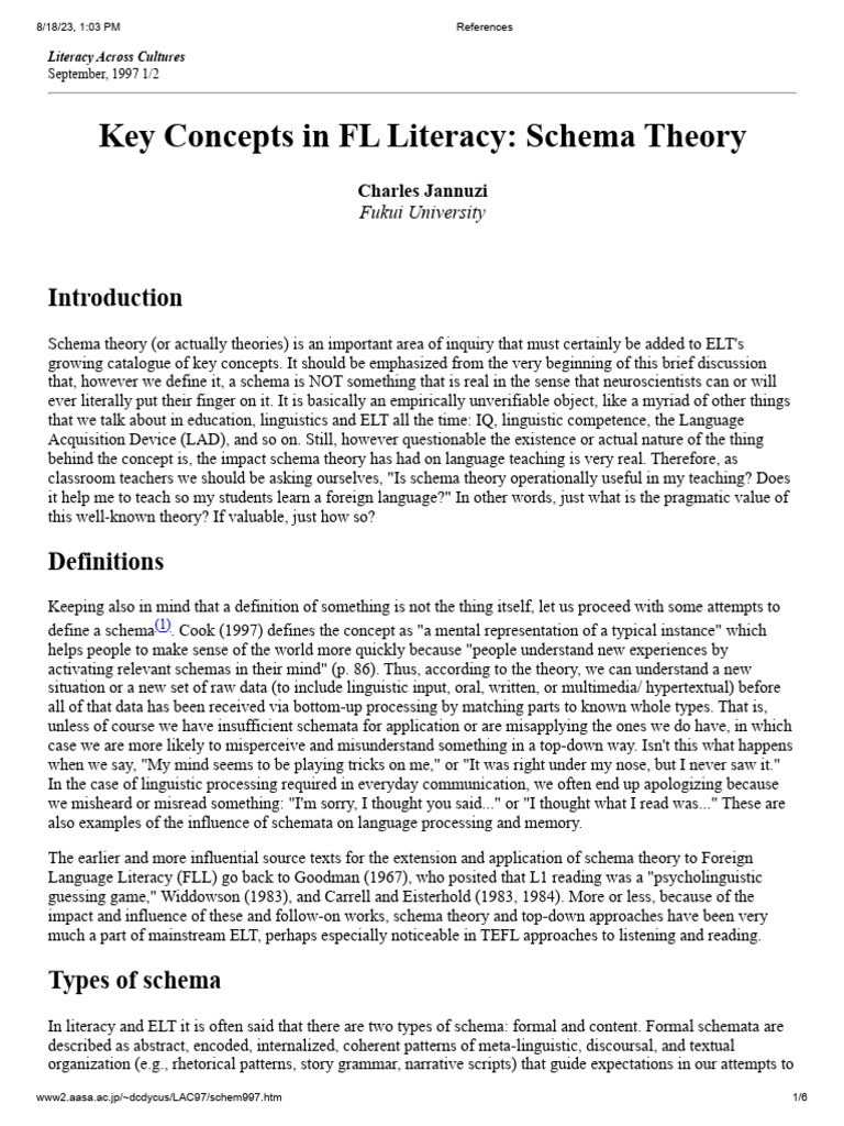 Schema Theory Teaching Foreign Languages | PDF | Inductive Reasoning ...