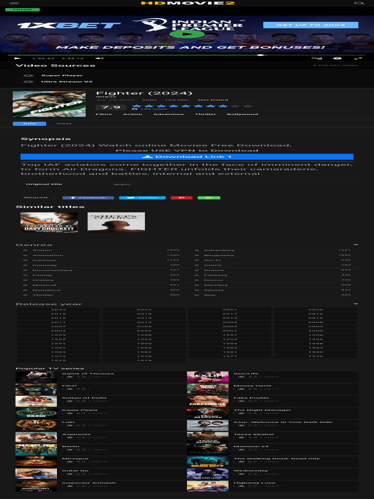 Fighter (2024) Hindi Dubbed Free Watch and Download - Hdmovie2 | PDF