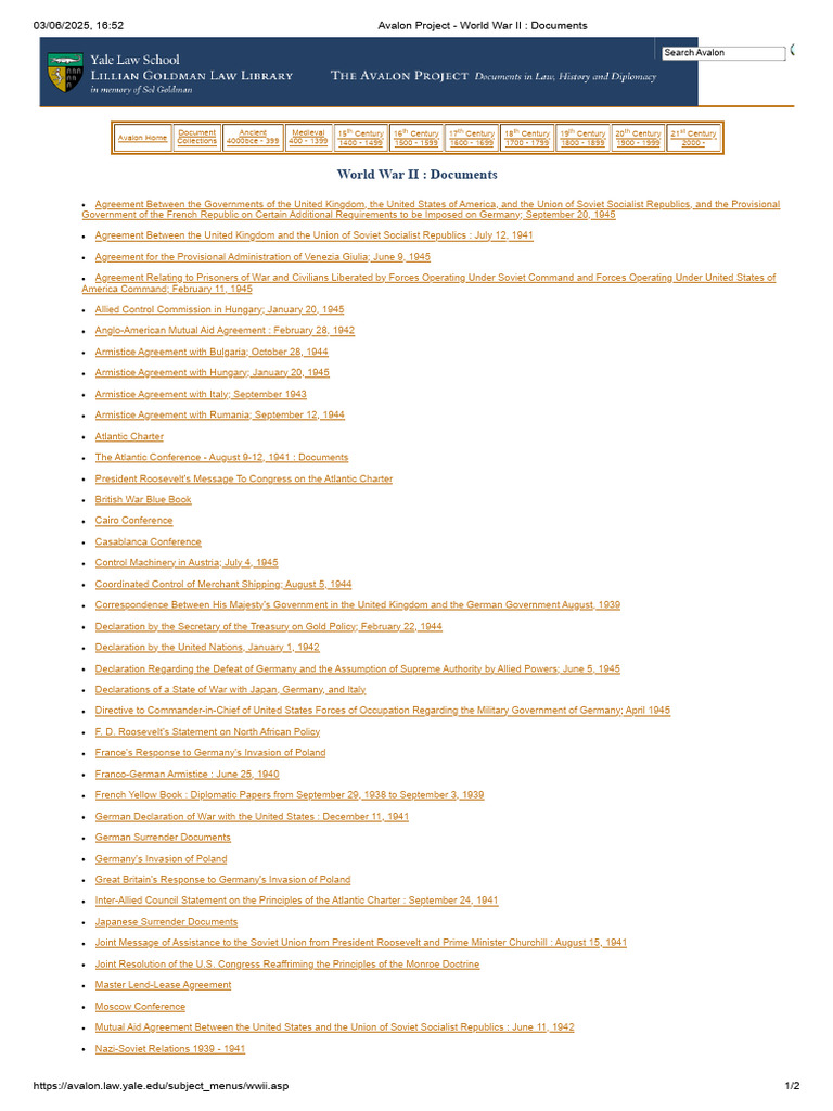 Avalon Project - World War II - Documents | PDF | Allies Of World War ...