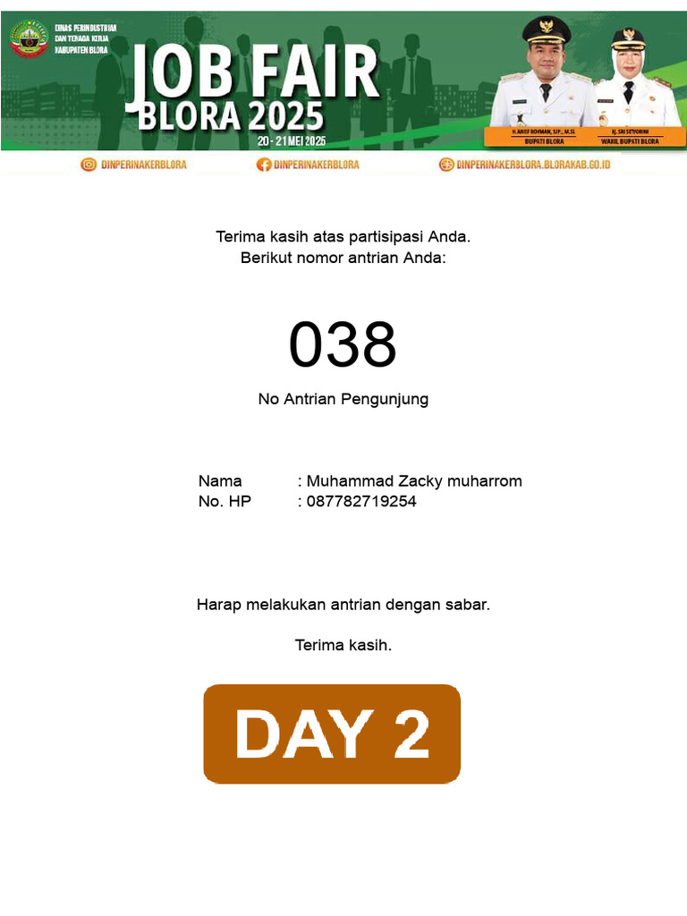 (Job Fair Blora 2025 #2) Pengunjung 038-Muhammad Zacky Muharrom | PDF