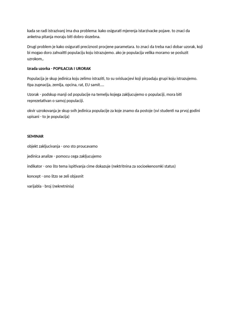 Metode Istraživanja Predavanje | PDF