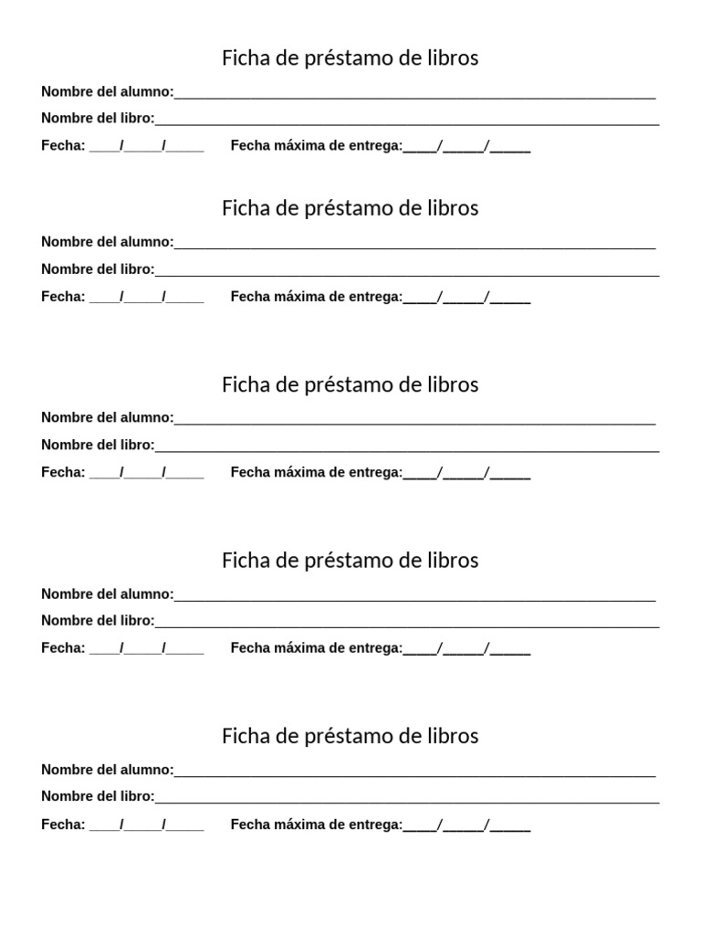 Ficha de Préstamo de Libros | PDF
