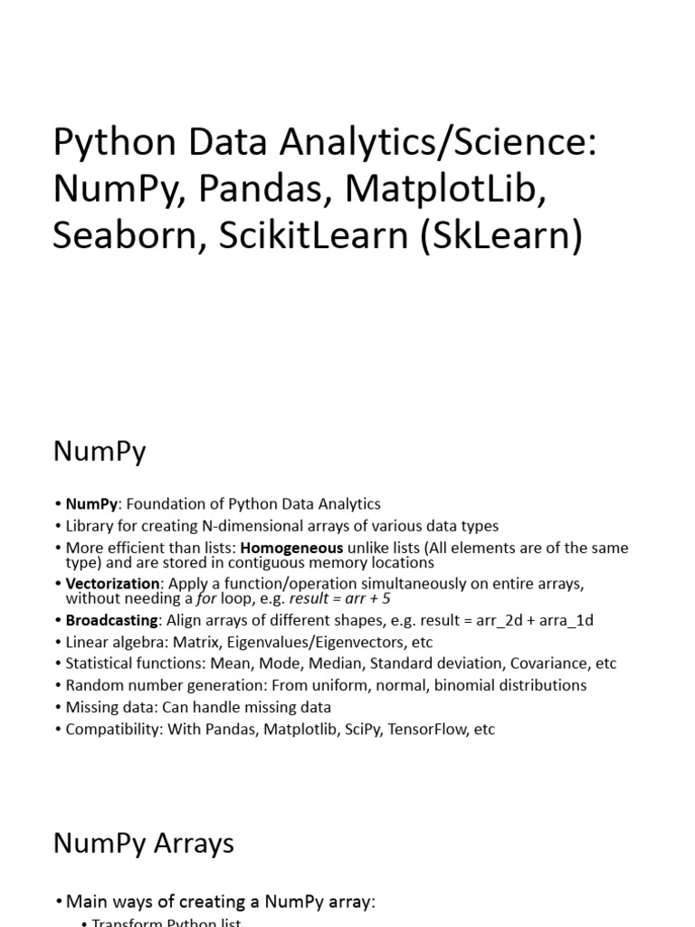 NumPy, Pandas, MatplotLib,Seaborn, ScikitLearn (SkLearn) | PDF ... NumPy, Pandas, MatplotLib,Seaborn, ScikitLearn (SkLearn) | PDF ...