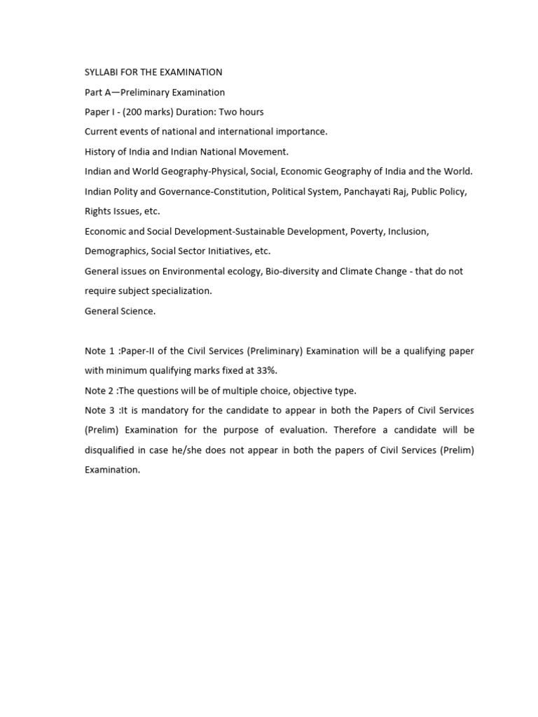 UPSC Prelims GS Paper 1 Syllabus | PDF