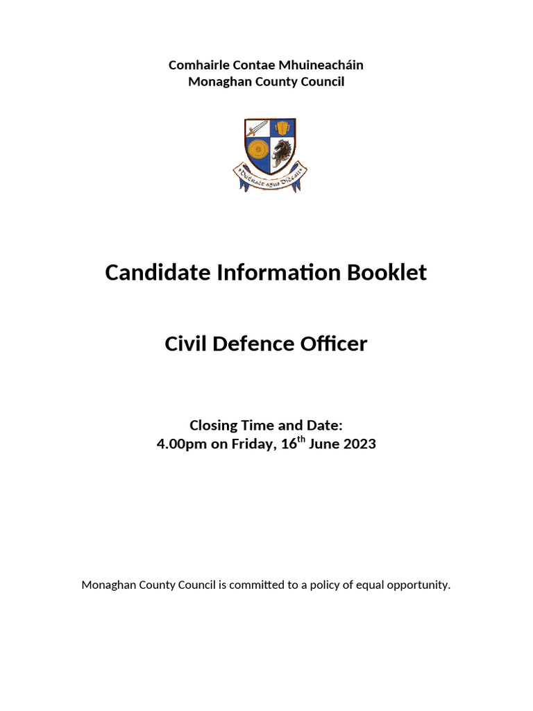 Civil Defence Officer Candidate Information Booklet | PDF | Pension | European Economic Area